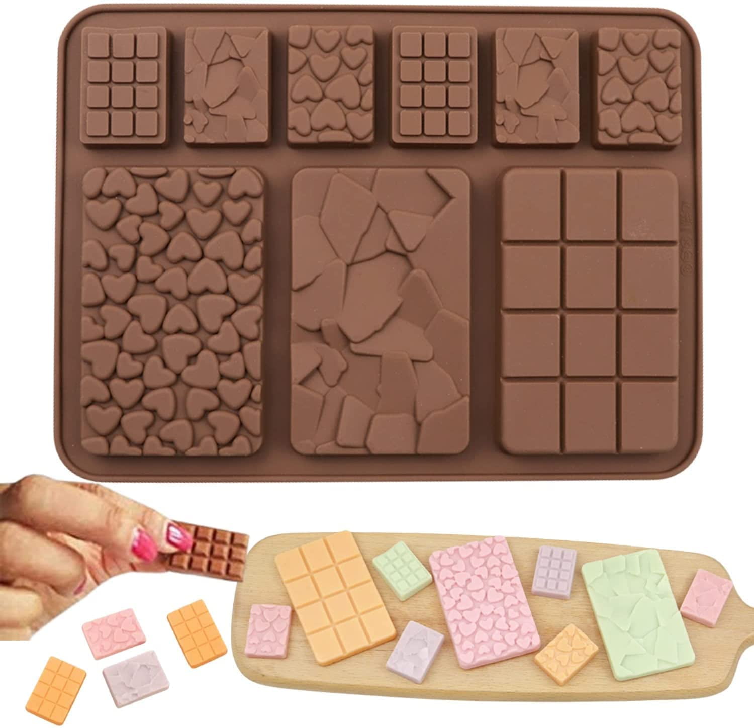 Chitranshi Assorted Chocolate Bar Mould Silicone 9 Slot Multiple Shapes ...
