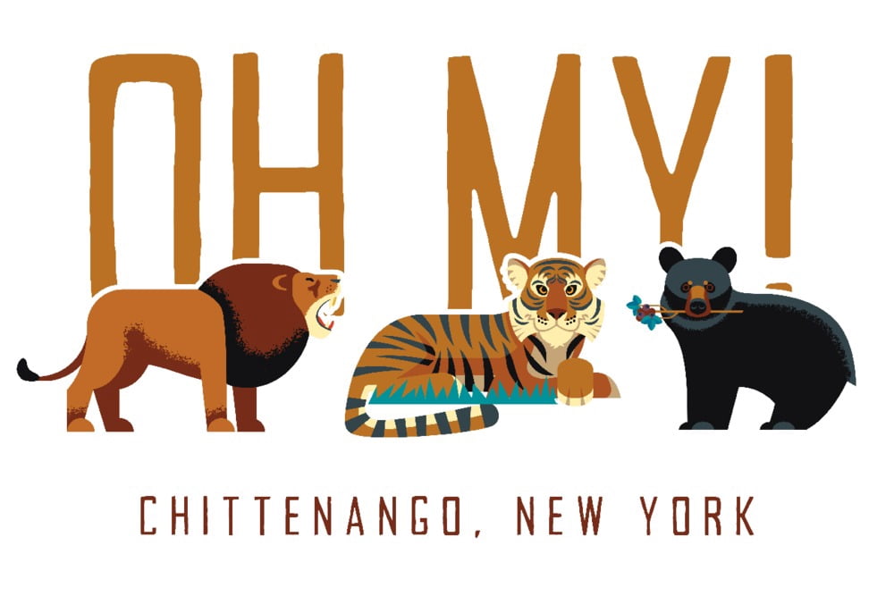 Chittenango, New York, Lion, Tiger and Bear, Oh My!, Vector (36x54 ...