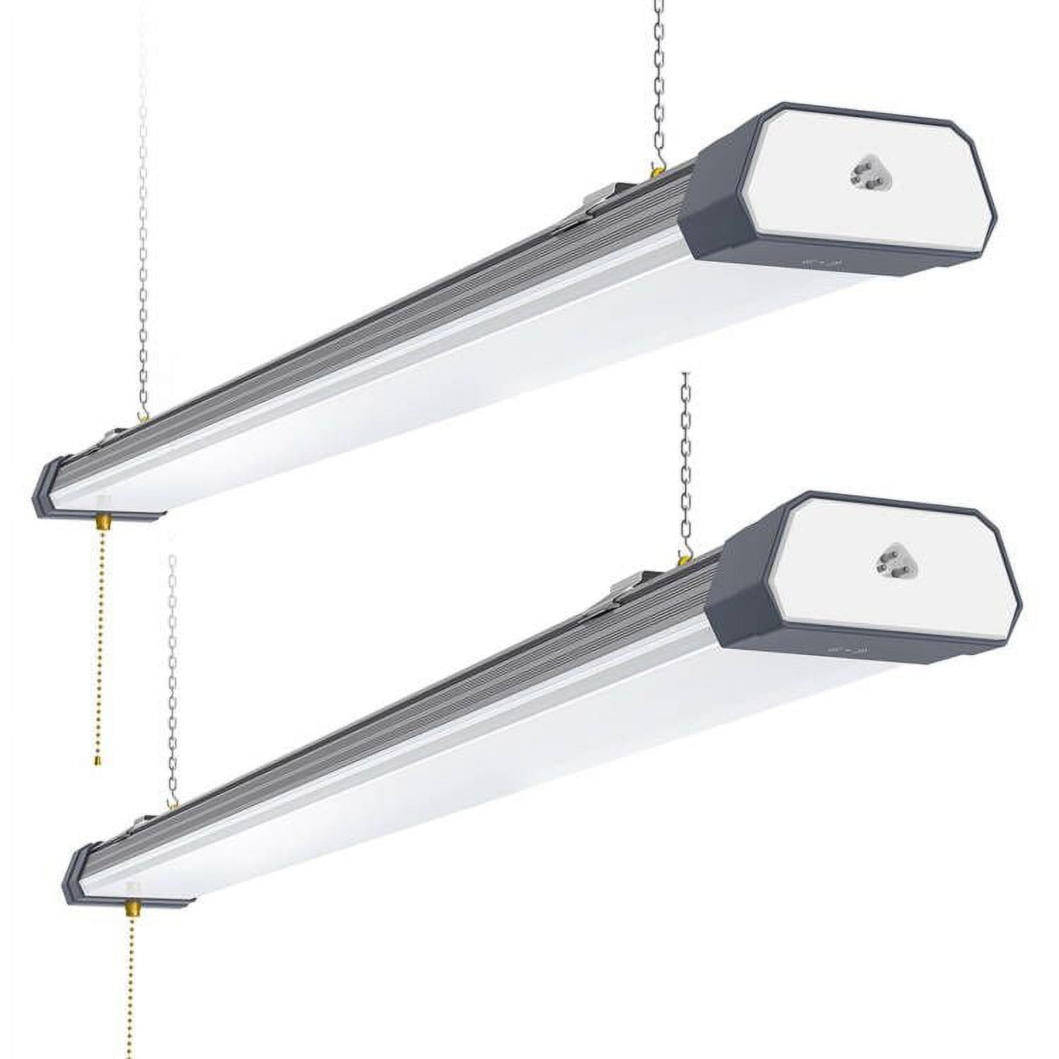 Chiuer Linkable LED Garage Shop Light 120W 15600LM 5000K 120V with On/Off Pull Chain--2 Pack ...
