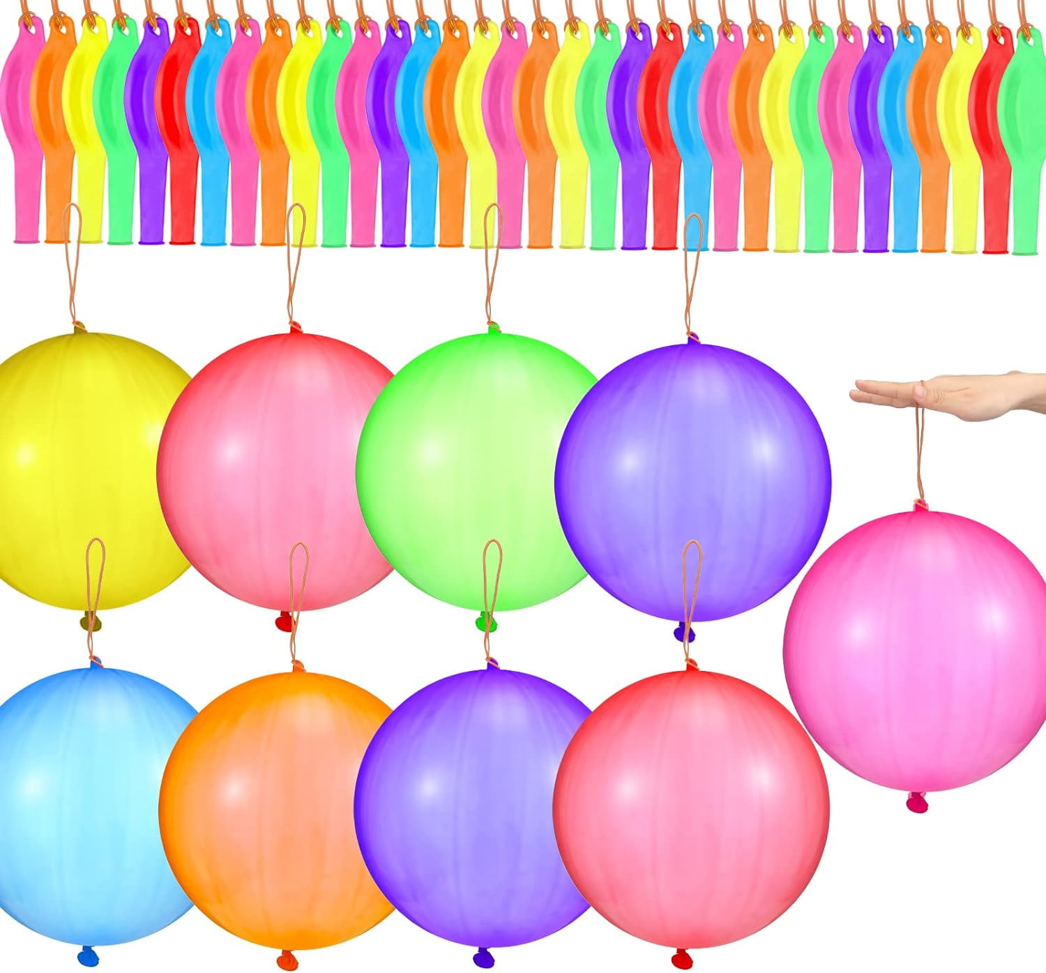Chivao 100 Pcs Punch Balloons Bulk Prizes for Kids Assorted Color ...