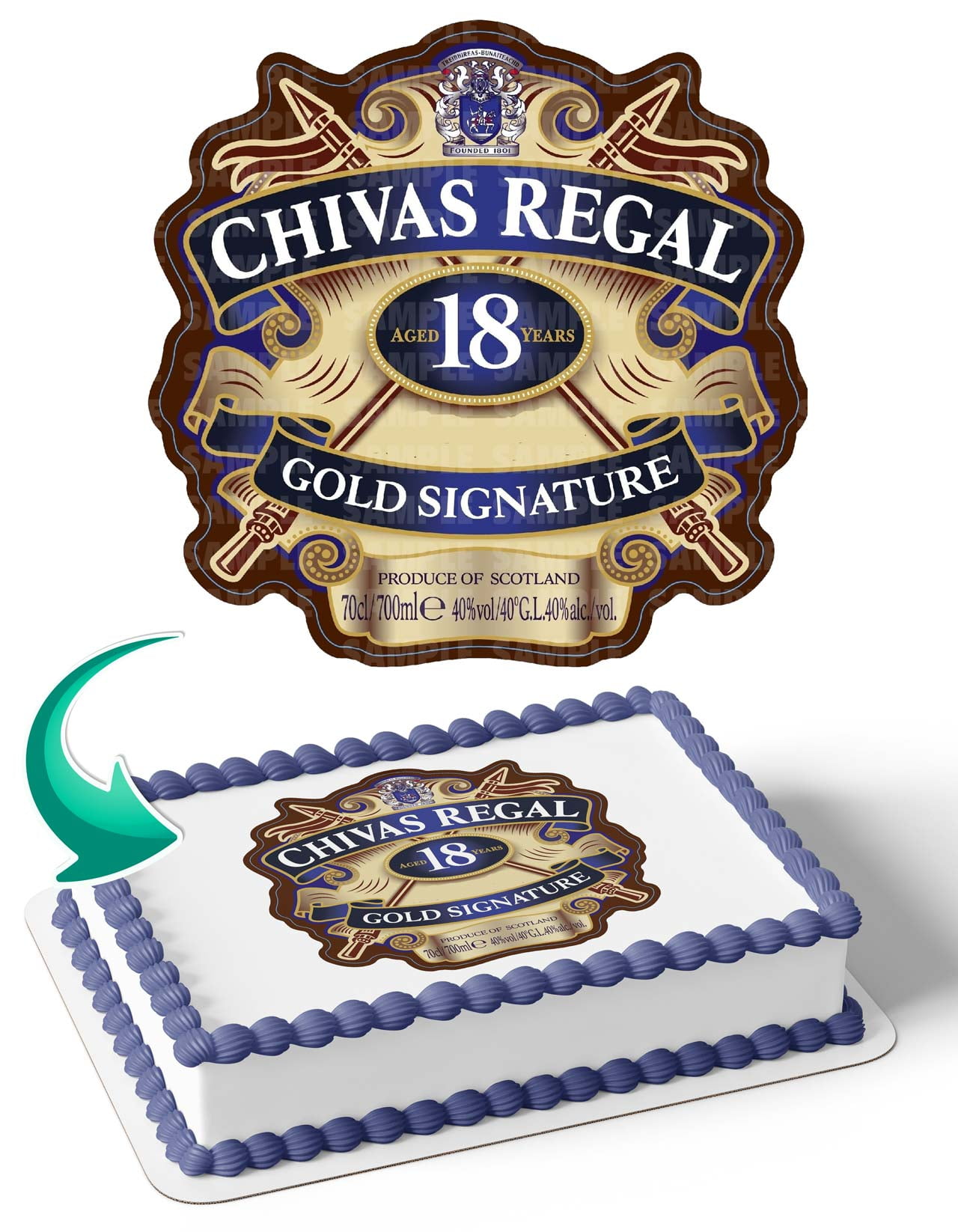 Chivas Regal Edible Image Cake Topper Personalized Birthday Sheet Decal ...