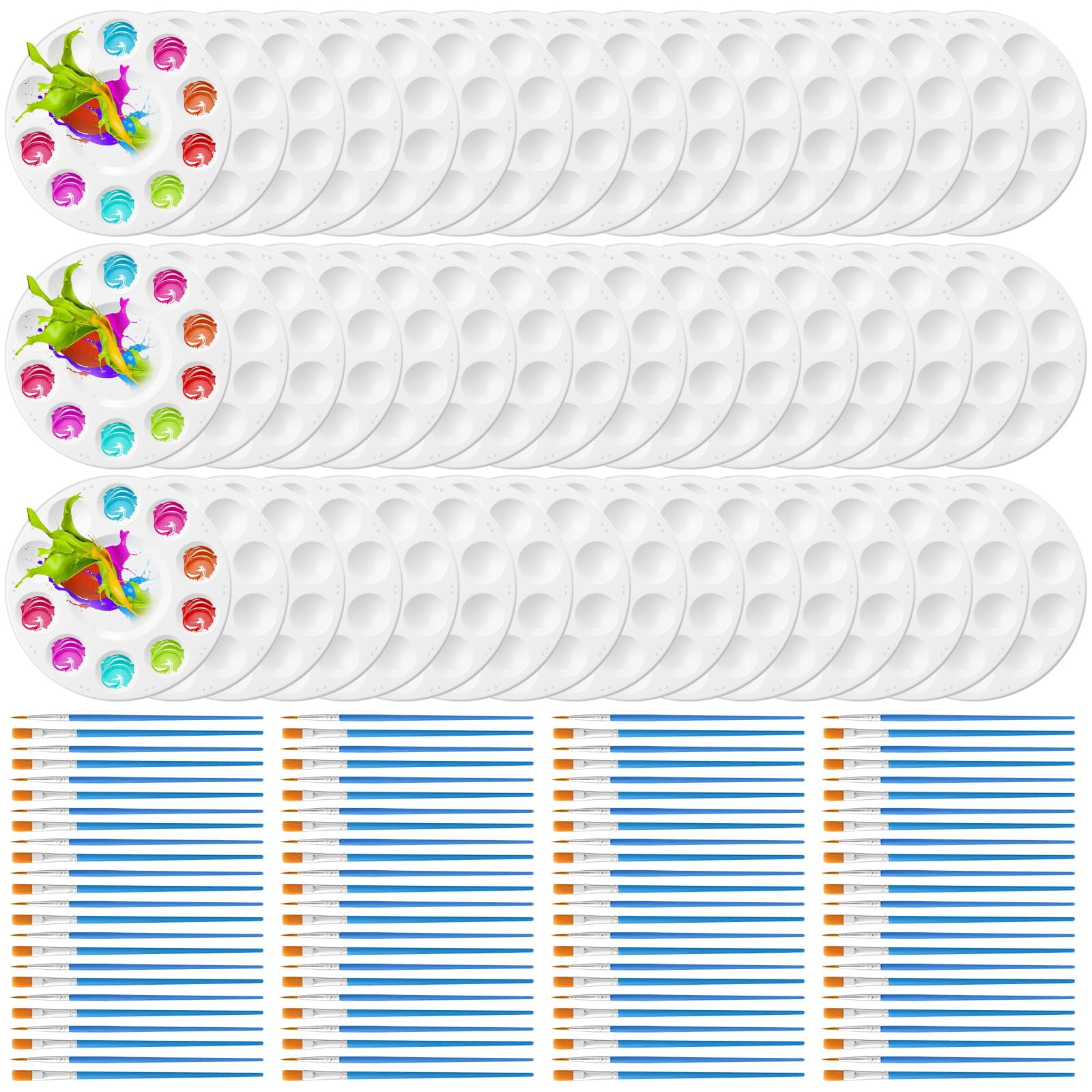 Chivertion Paint Brushes Palettes Set 100 Pcs Nylon Painting Brush 50 ...