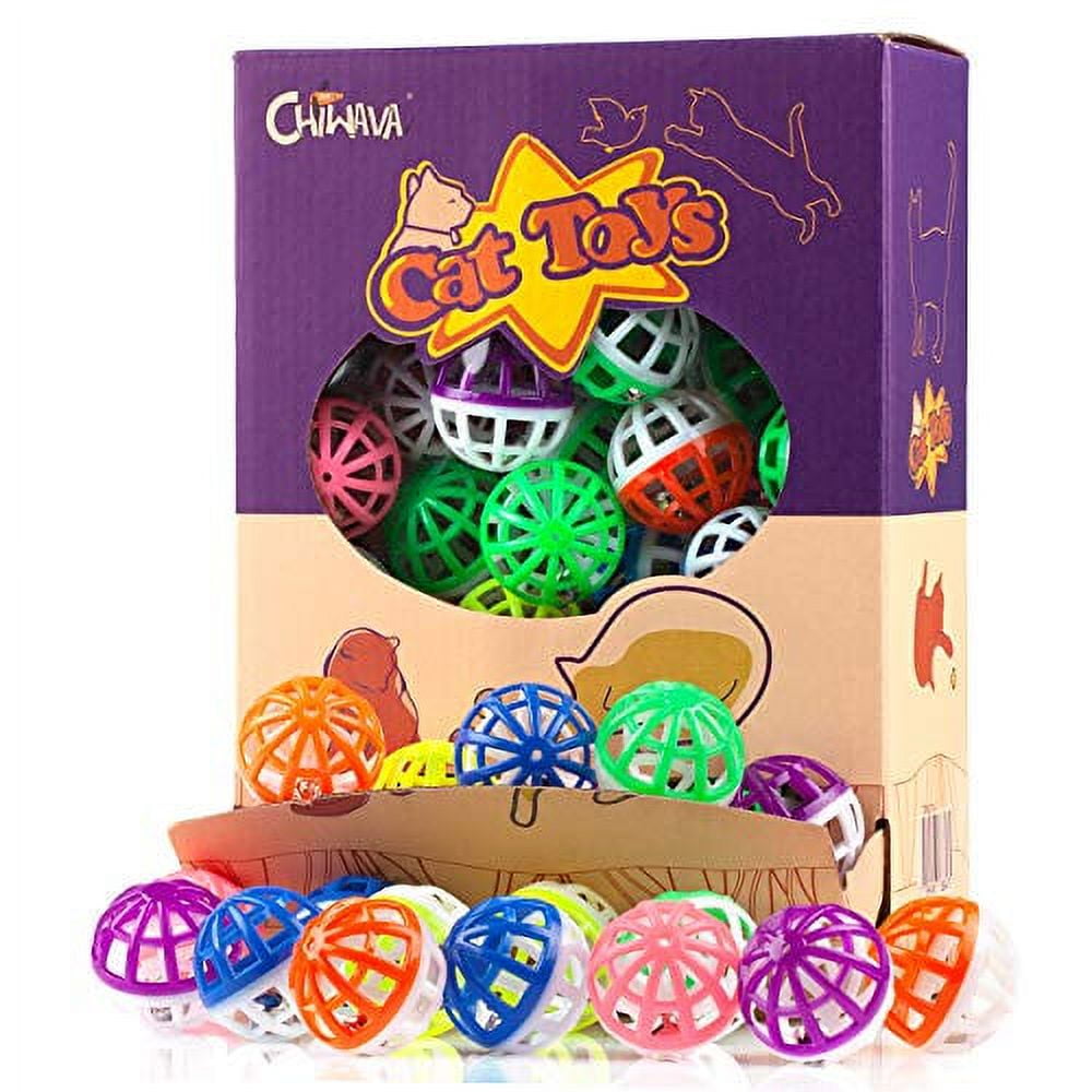 Chiwava 45PCS 1.6'' Cat Toy Ball with Bell, Plastic Lattice Jingle ...