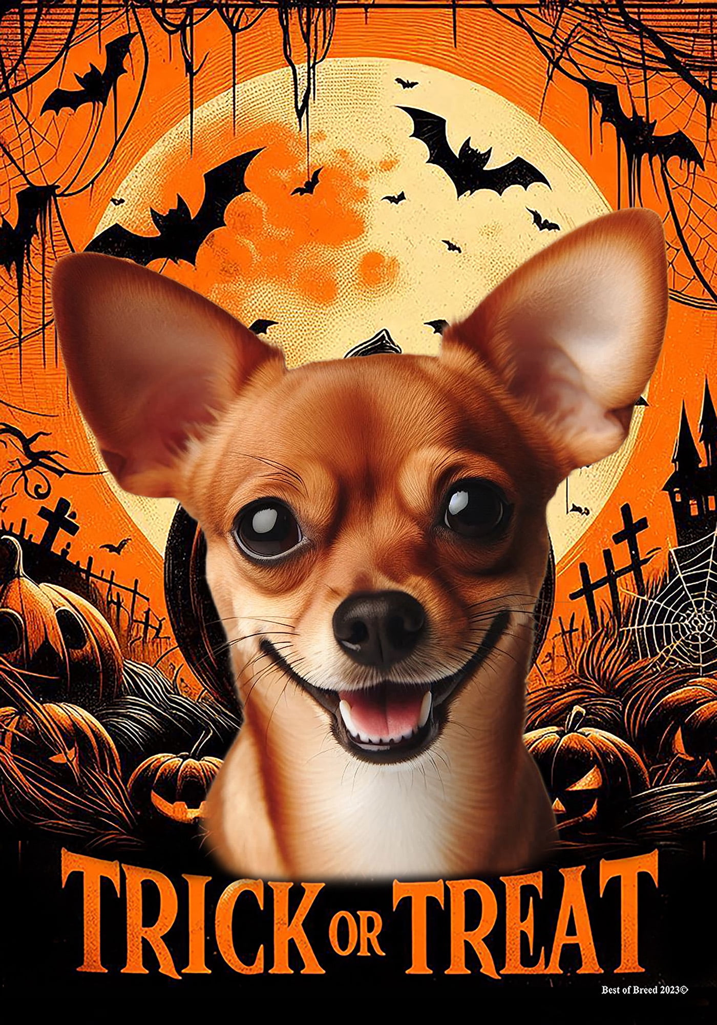 Chiweenie Red/White - Best of Breed Halloween Garden Flag - Walmart.com