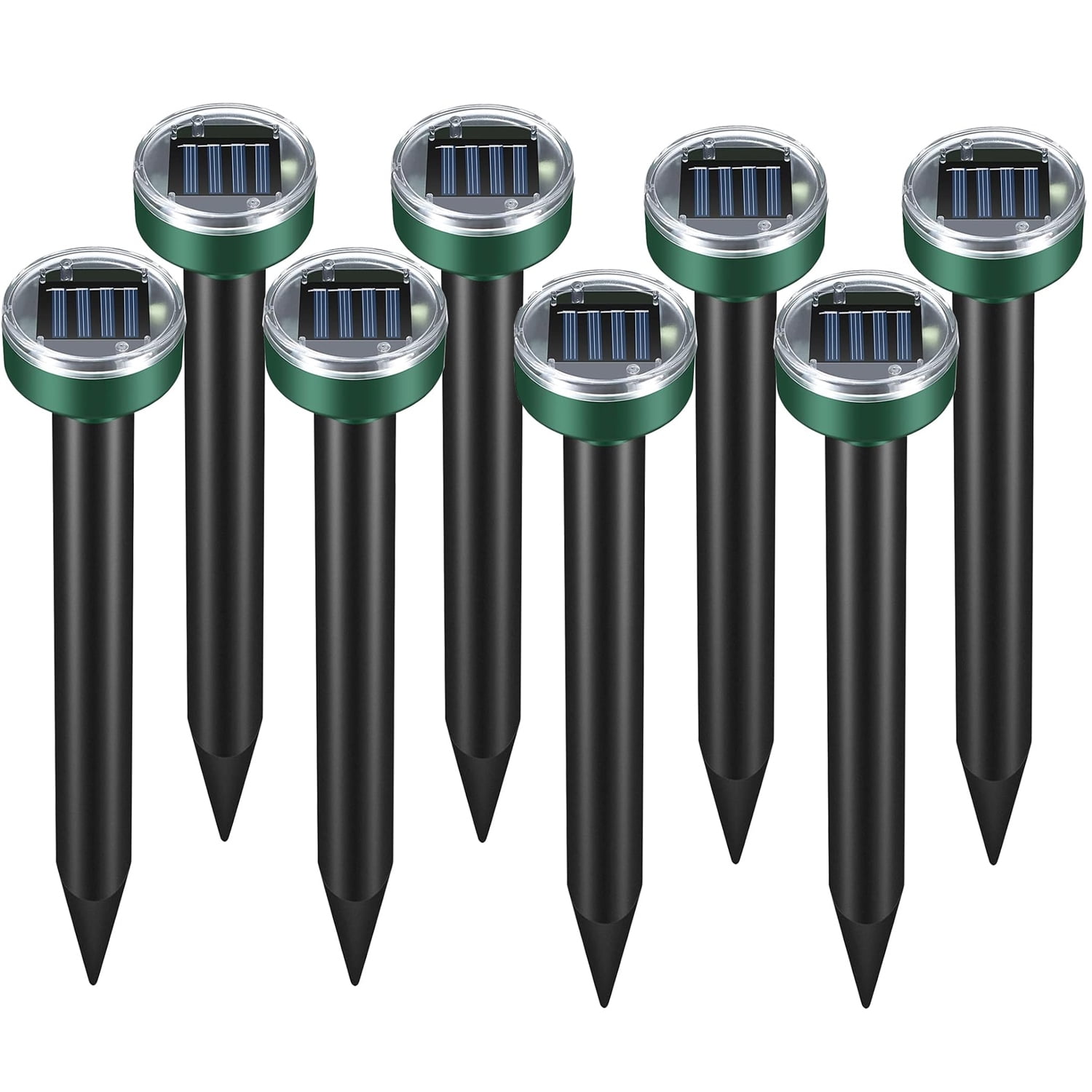Chiyuantao 8 Pack Solar Mole Repellent Stakes, Solar Powered Ultrasonic ...