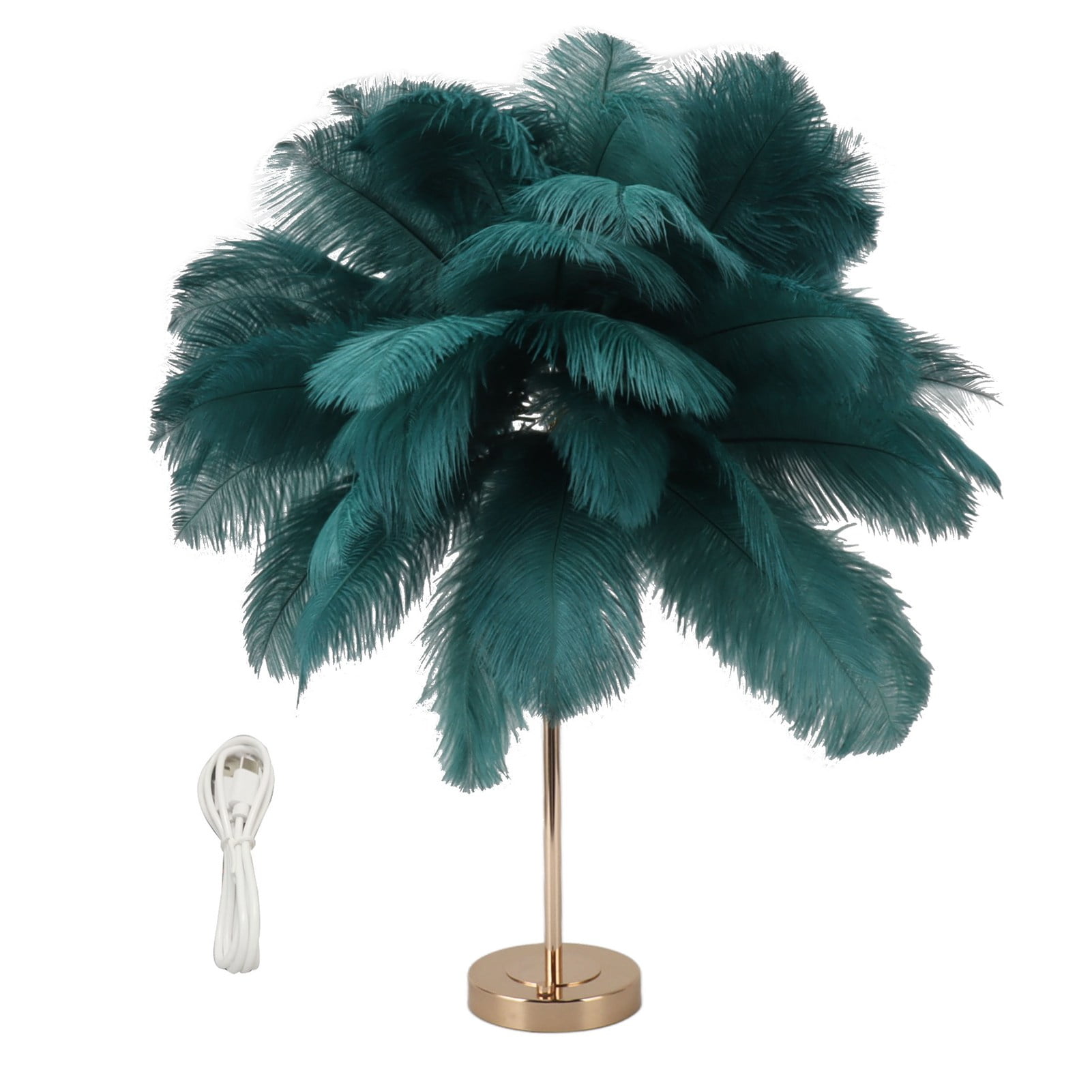 Chiyuantao Feather Table Lamp 3 Color Dimmable Touch Switch USB Plug in ...