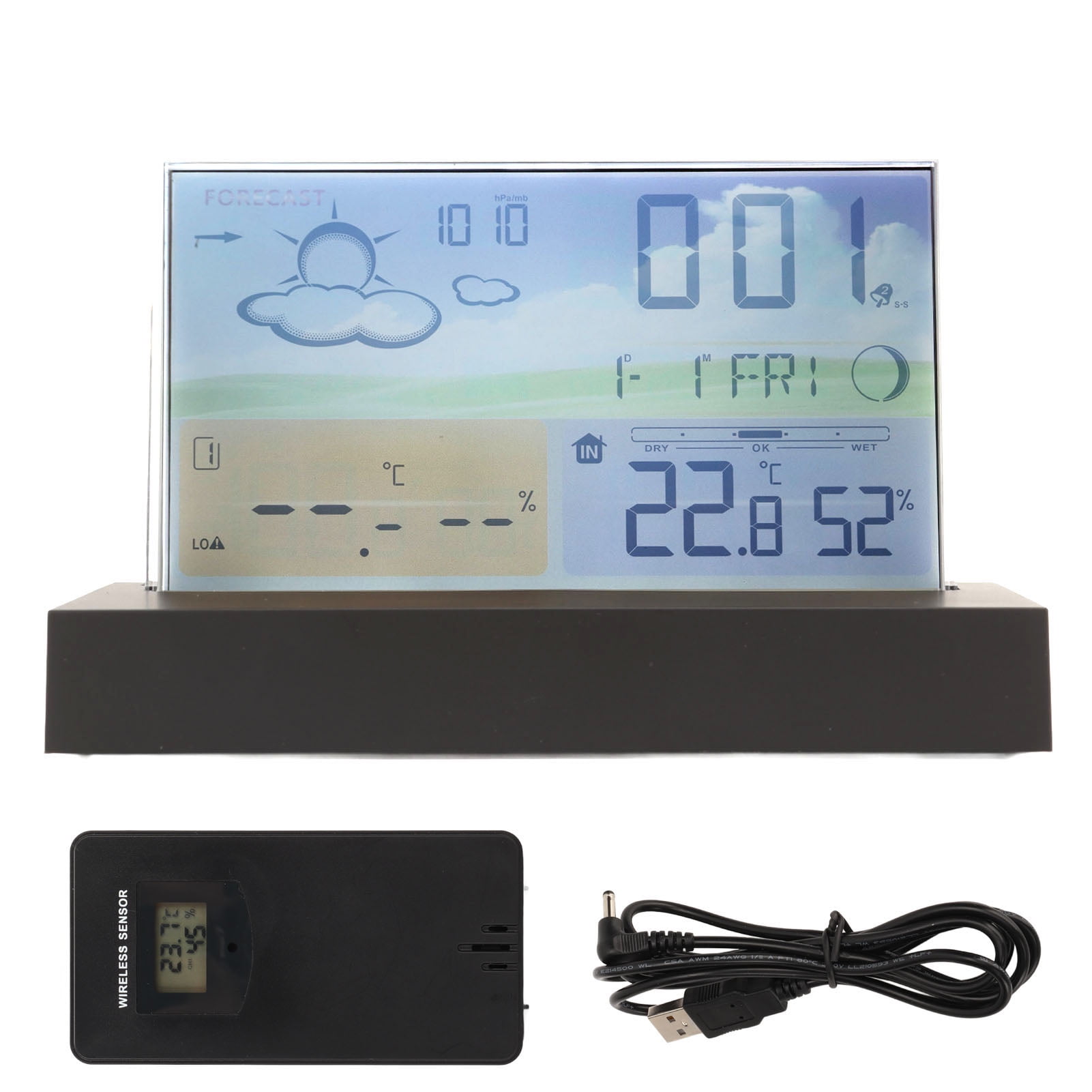 Chiyuantao Weather Clock Transparent ABS Wireless Multifunctional ...