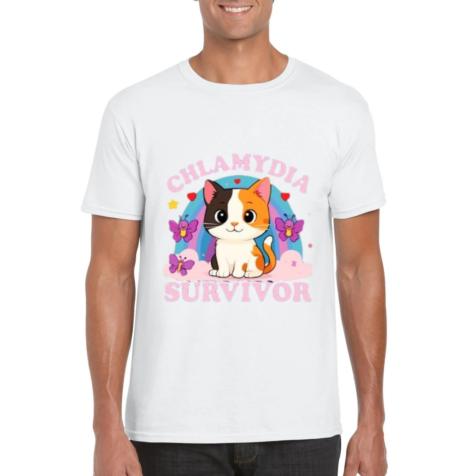 Chlamydia Survivor Cat Meme Funny Kitty STD Joke Humor T-Shirt, for men ...