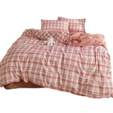 ChliEarime Heicatte Checker Duvet Set, Strawberry Red Check Plaid ...