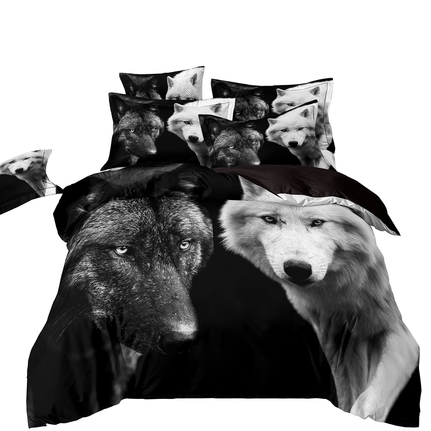 ChliEarime Heicatte Moon Wolf Comforter Set Full Size 3 Piece Animal ...