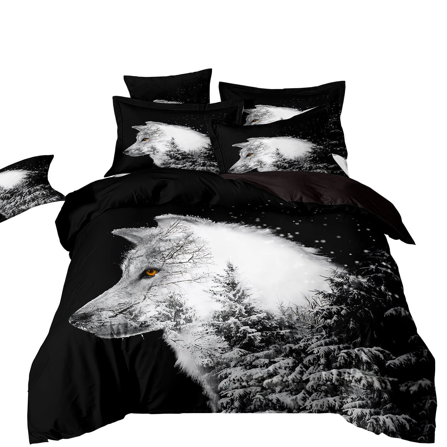 ChliEarime Heicatte Moon Wolf Comforter Set Queen Size 3 Piece Animal ...