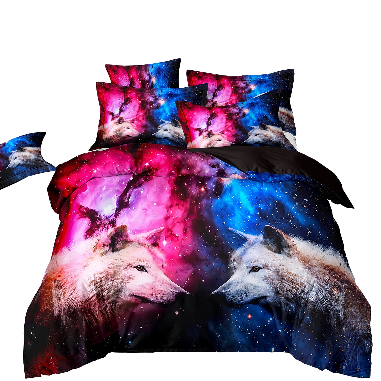 ChliEarime Heicatte Moon Wolf Comforter Set Queen Size 3 Piece Animal ...
