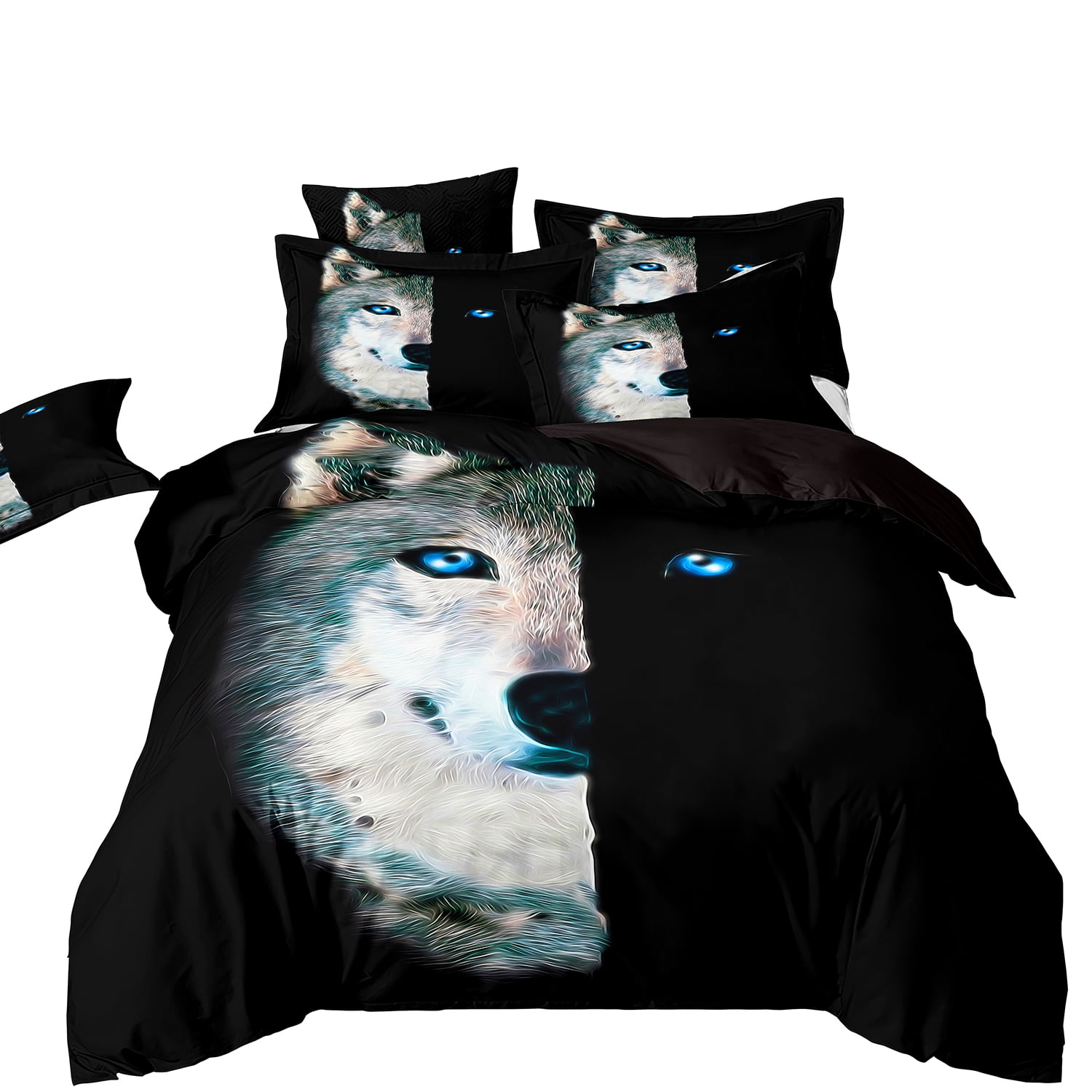 ChliEarime Heicatte Moon Wolf Comforter Set Queen Size 3 Piece Animal ...