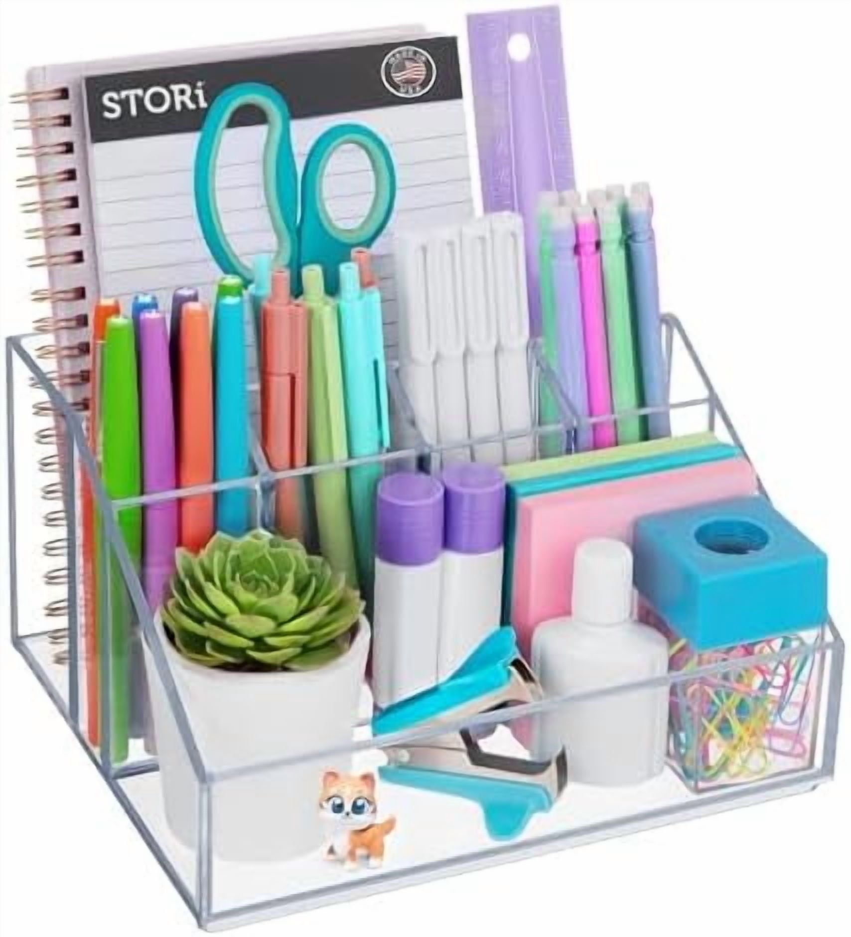 Chloe Clear Plastic Stackable Desk Organizer, Rectangular 6-Compartment ...