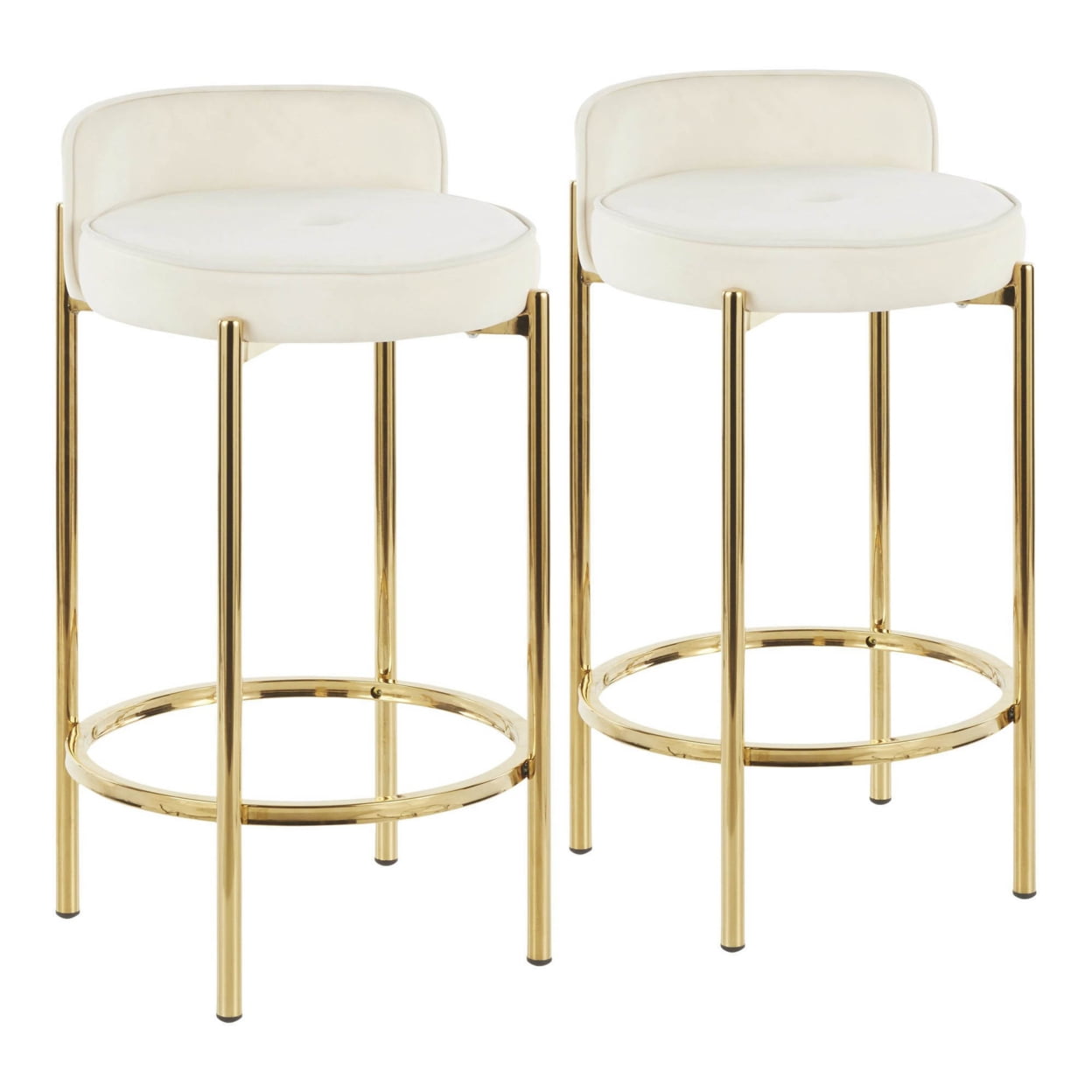 Chloe Contemporary Counter Stool in Gold Metal and White Velvet by ...