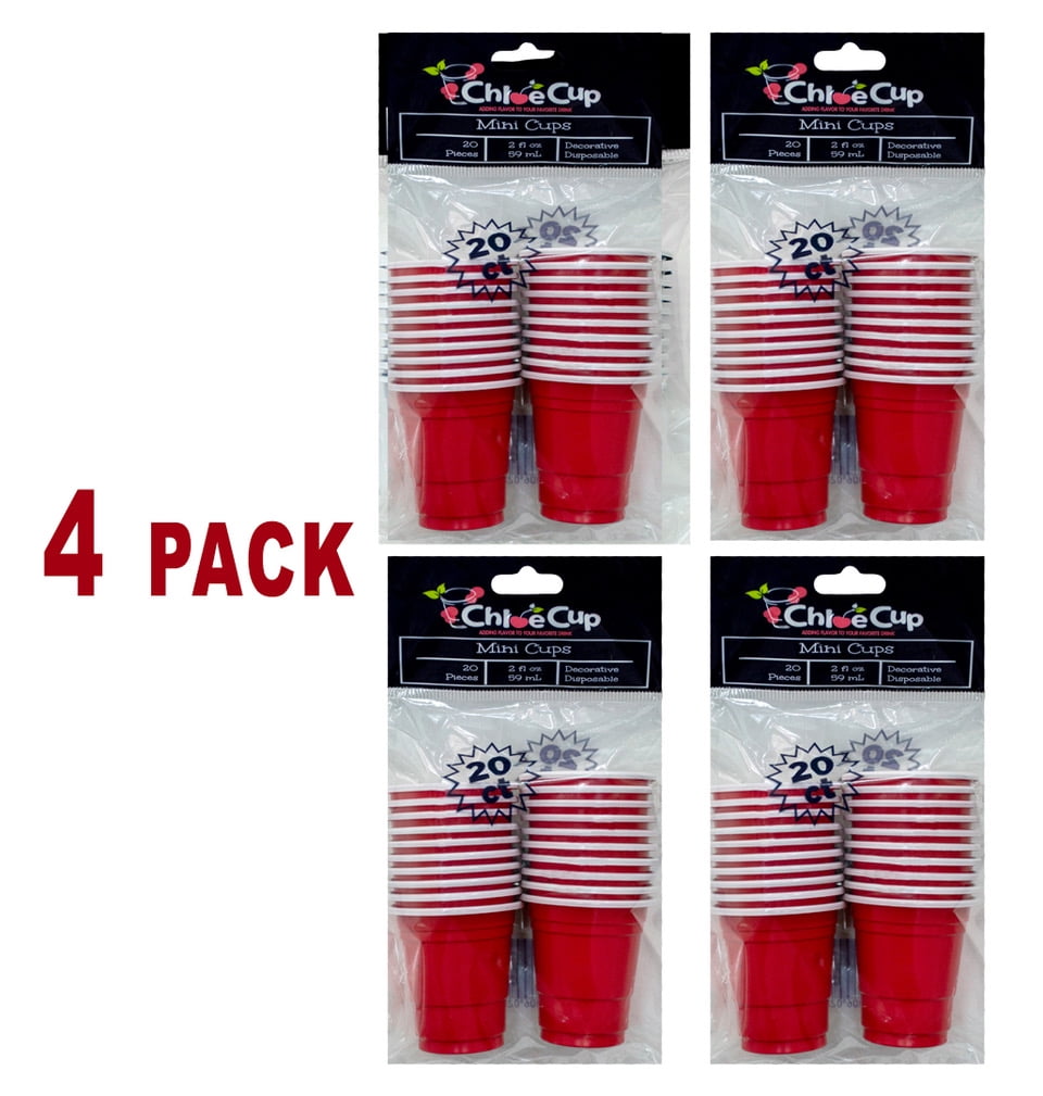 Chloe Cup; 4 Packs: 20ct 2oz Mini Cups - Red - Walmart.com