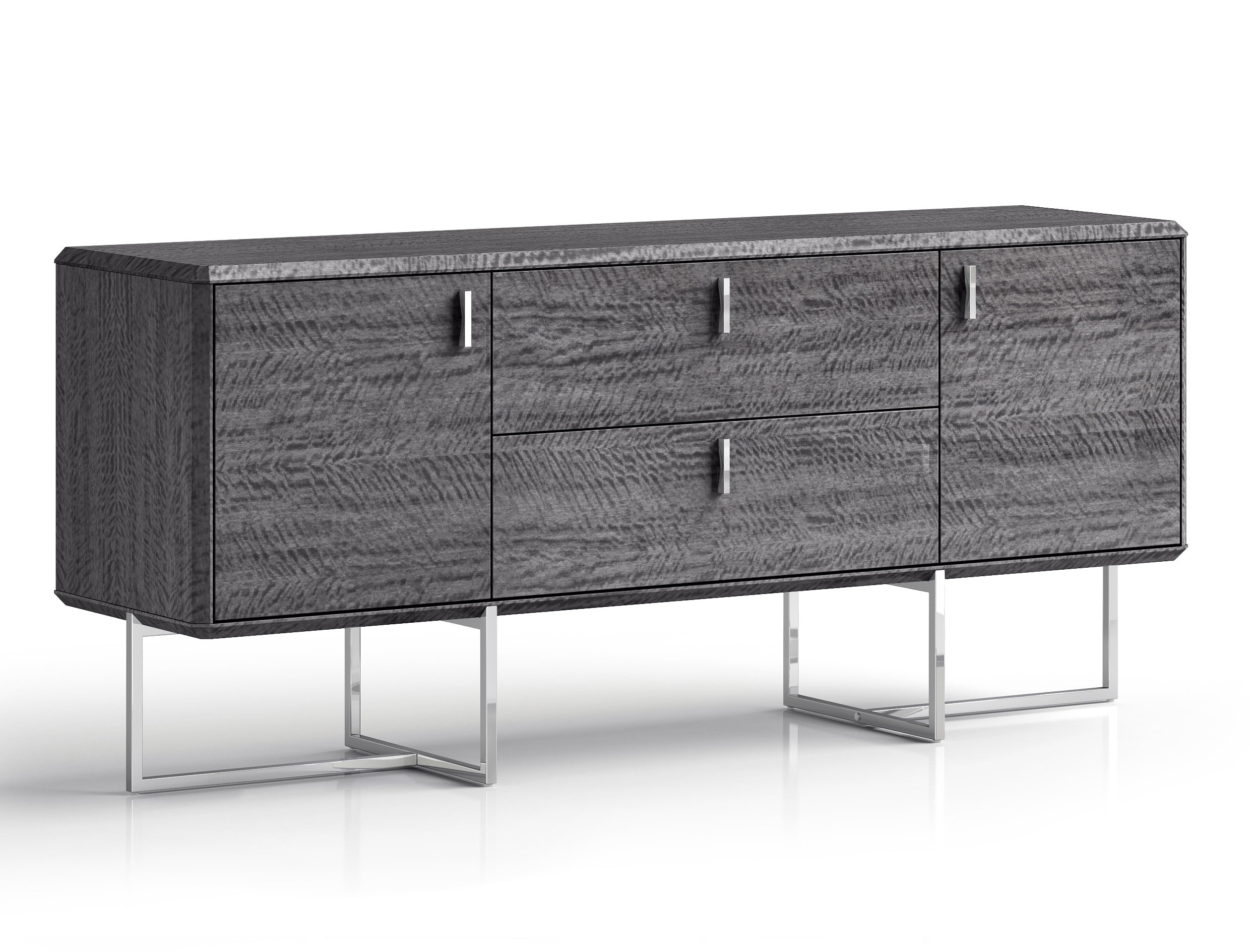 Chloe Dresser, High Gloss Grey, Two Self-Closing Drawers, Two Self ...