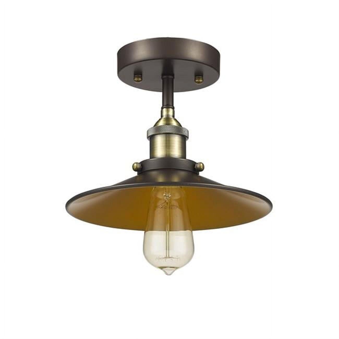Chloe Ironclad Industrial-Style 1 Light Rubbed Bronze Semi-Flush ...