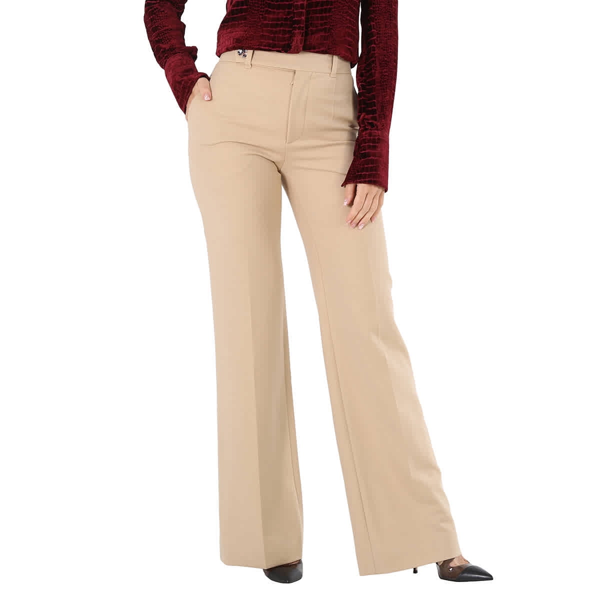 Chloe Ladies Barley Brown Flared Pants, Brand Size 34 (US Size 2 ...