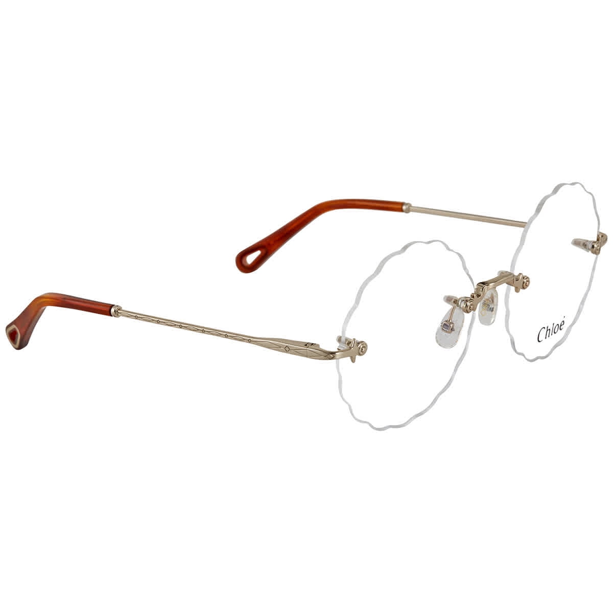 Chloe Ladies Gold Tone Round Eyeglass Frames Ce2147 906 55