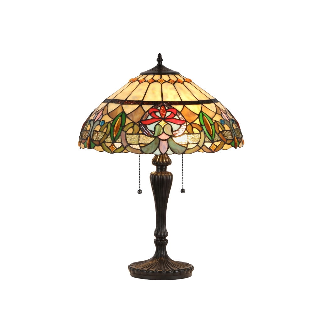 Chloe Lighting Hester Tiffany-Style 2-Light Victorian Table Lamp with ...
