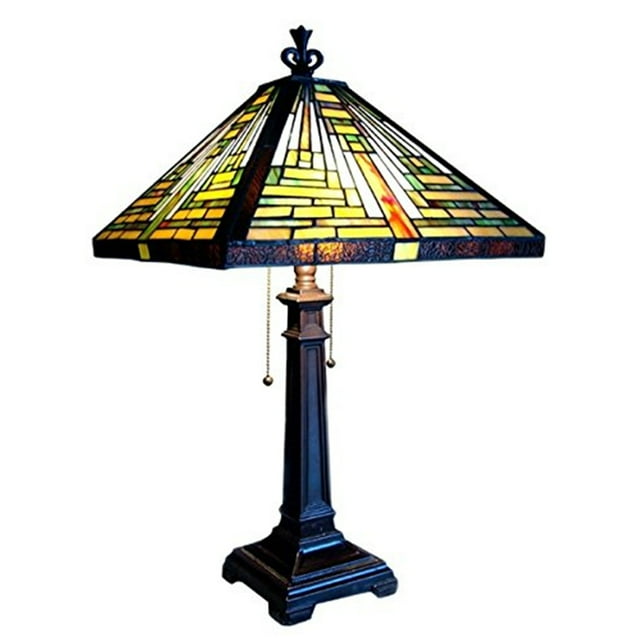 Chloe Lighting Tiffany-Style 2-Light Mission Table Lamp with 14" Shade ...