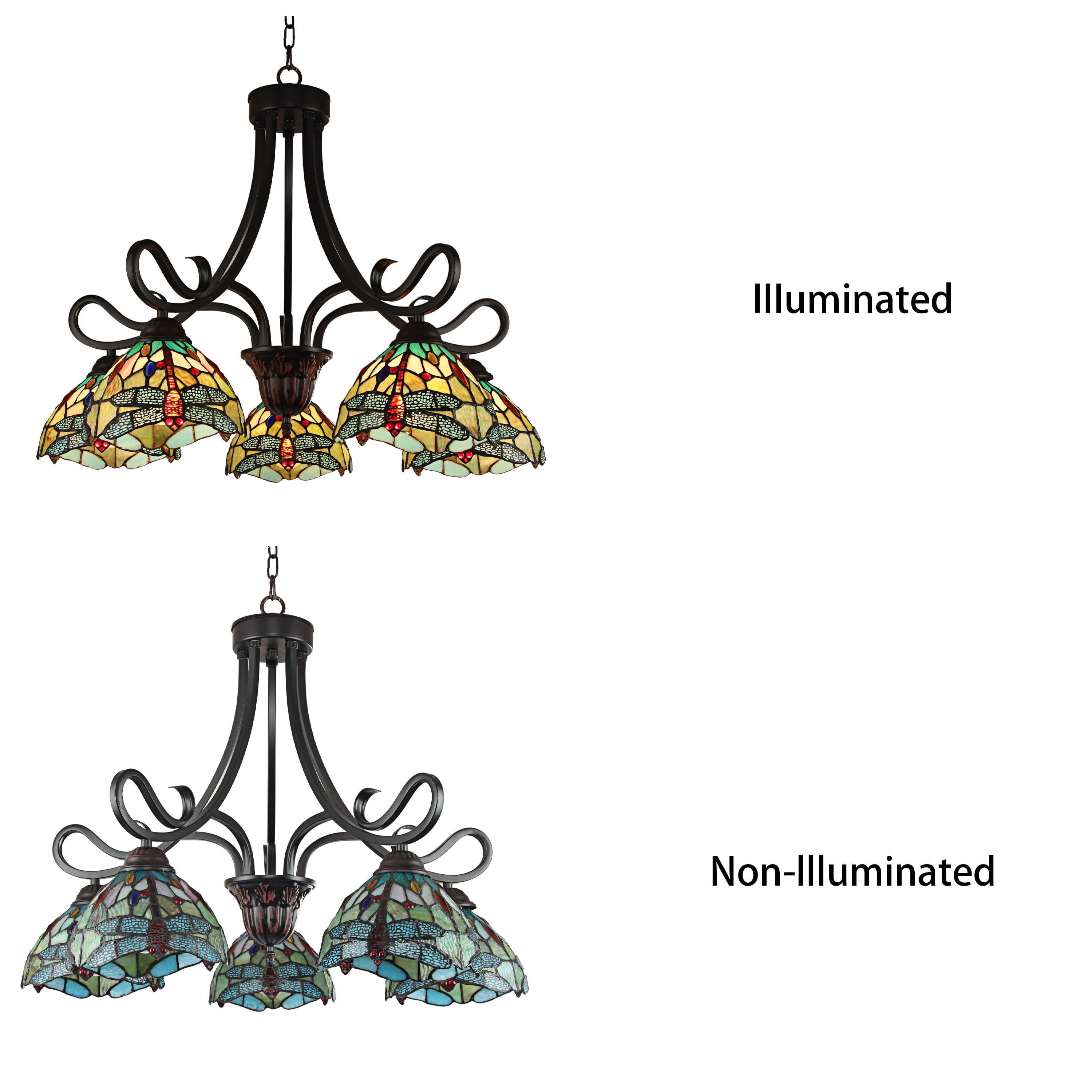 Chloe Lighting Tiffany-Style Dragonfly Design 5-light Dark Bronze ...