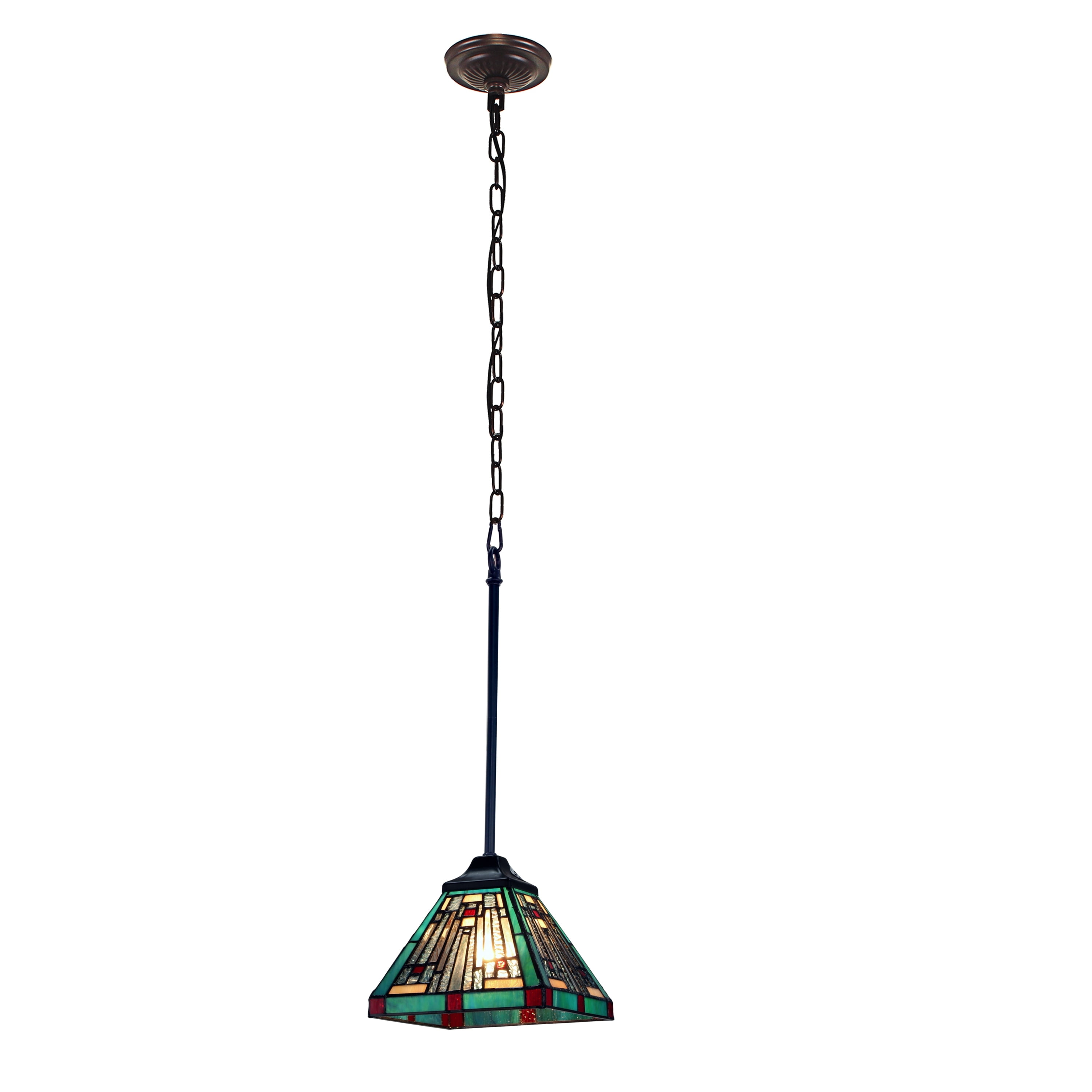Chloe Lighting Tiffany-Style Mission Design 1-light Dark Bronze Hanging ...