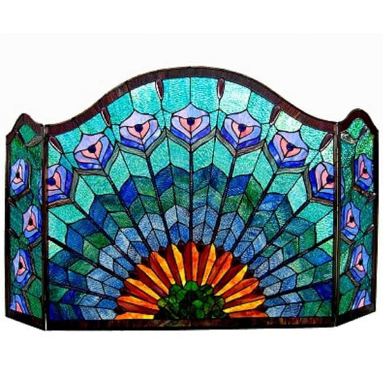Chloe Lighting Tiffany-Style Peacock Design 3-panel Fireplace Screen ...