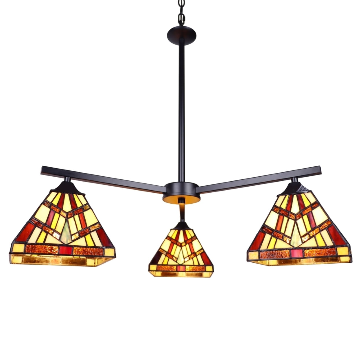 Chloe Lighting Vincent Mission 3-Light Glass Chandelier in Multi-Color ...