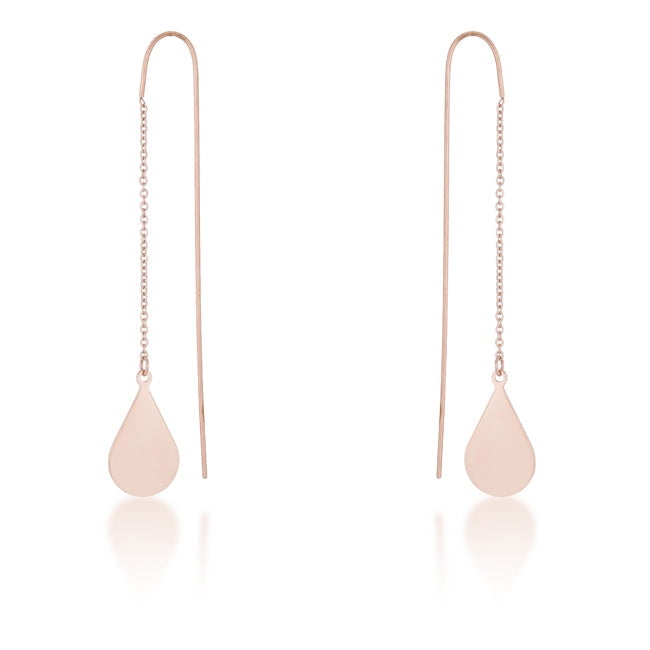 Chloe Rose Gold Stainless Steel Teardrop Threaded Drop Earrings ...
