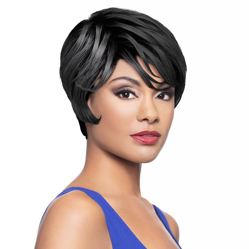 Chloe Wig Color 1B - Foxy Silver Wigs Short Boy Cut Straight Wispy ...