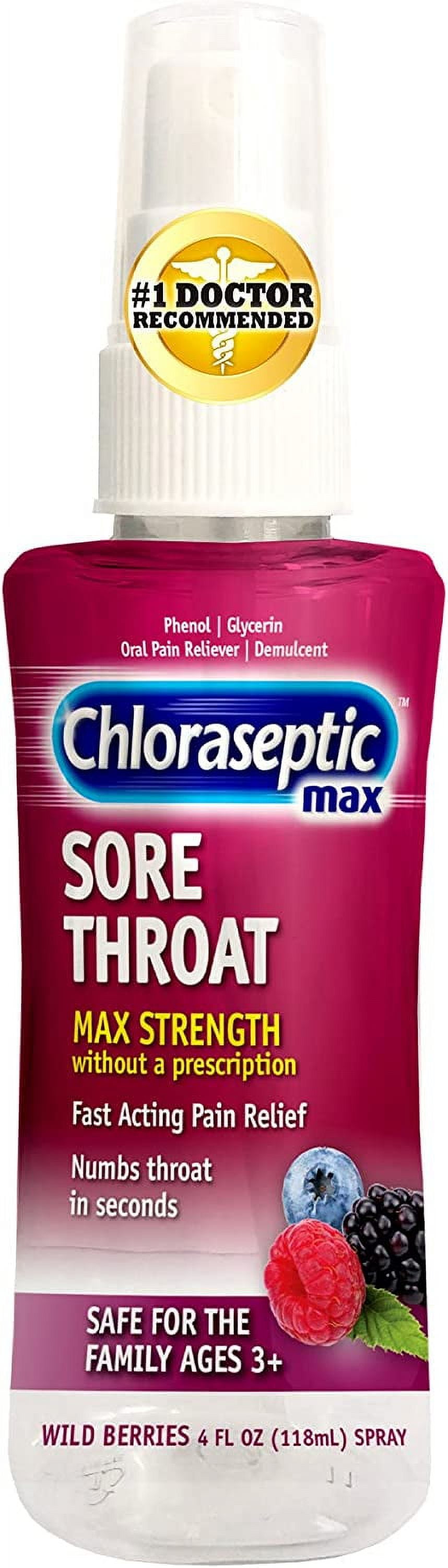 Chloraseptic Max Strength Sore Throat Spray, Wild Berries, 4 Oz, 2 Pack ...