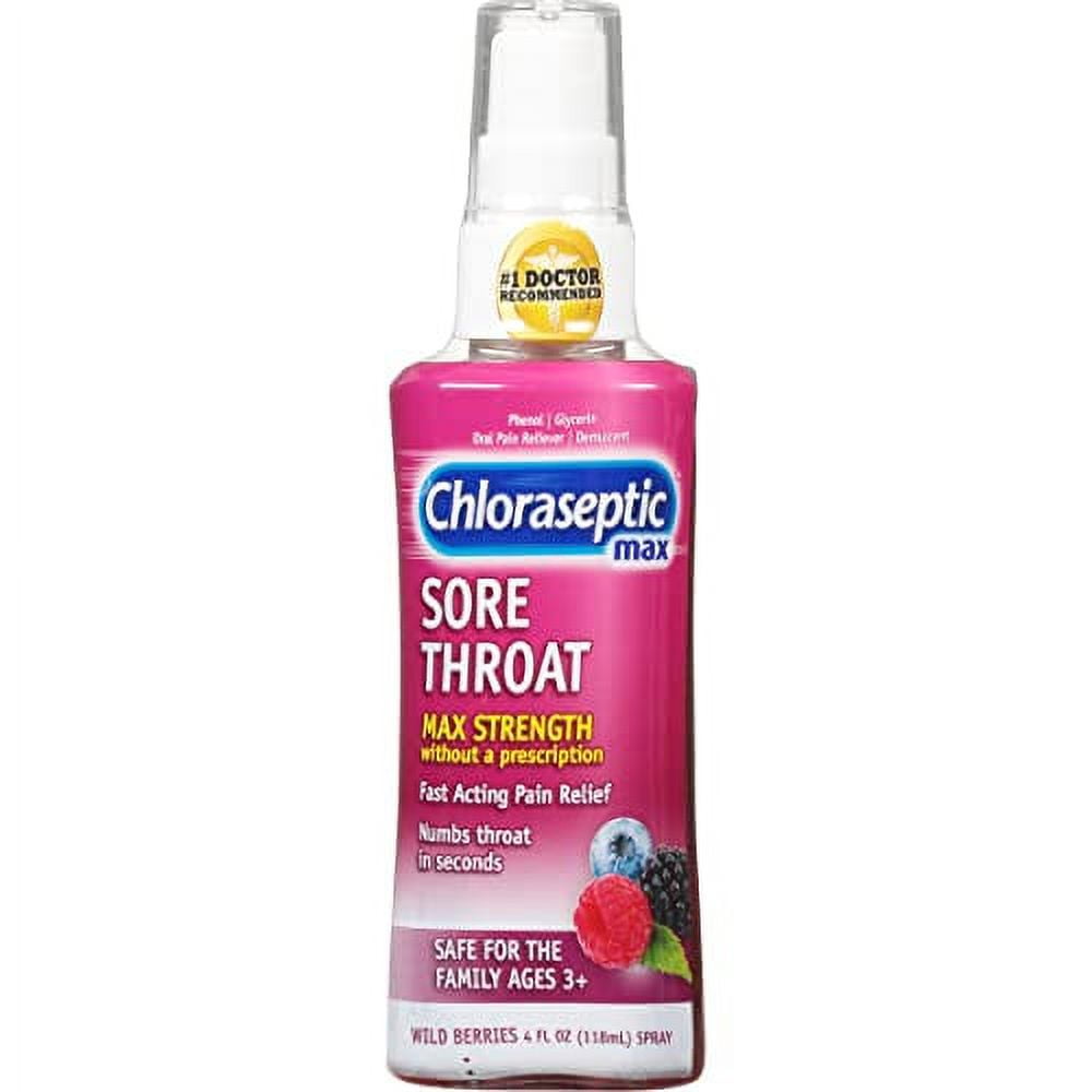 Chloraseptic Max Strength Sore Throat Spray, Wild Berries Flavor, 4.0 ...
