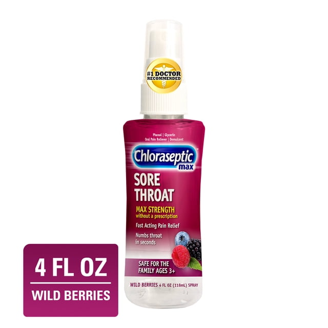 Chloraseptic Max Strength Oral Sore Throat Spray, Sugar-Free Wild ...