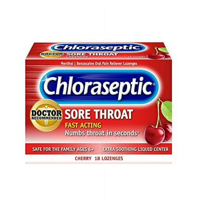 Chloraseptic Relief Treatment: Cherry Sore Throat Lozenges, 18 Count ...