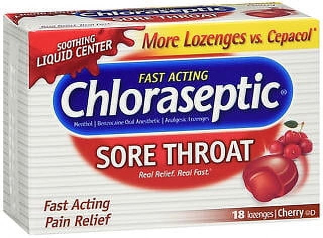 Chloraseptic Sore Throat Lozenges, Cherry Flavor, 18 Count - Walmart.com