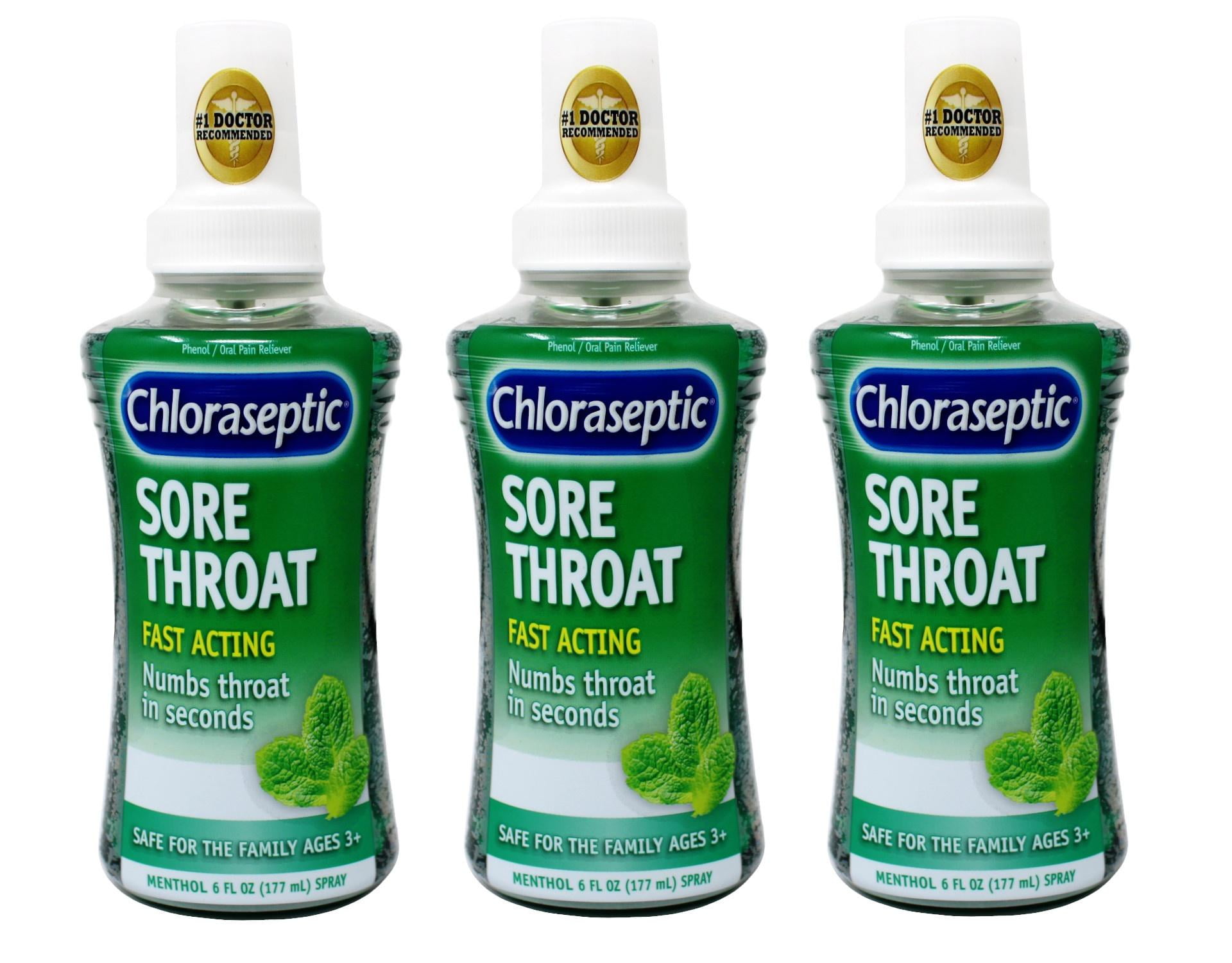 Chloraseptic Sore Throat Spray, Menthol, 6 fl oz, 3 Bottles - Walmart.com
