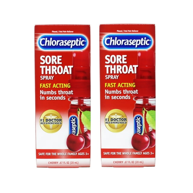 Chloraseptic Sore Throat Spray Pocket Pump Cherry 0.67 oz (20 ml) - 2 ...