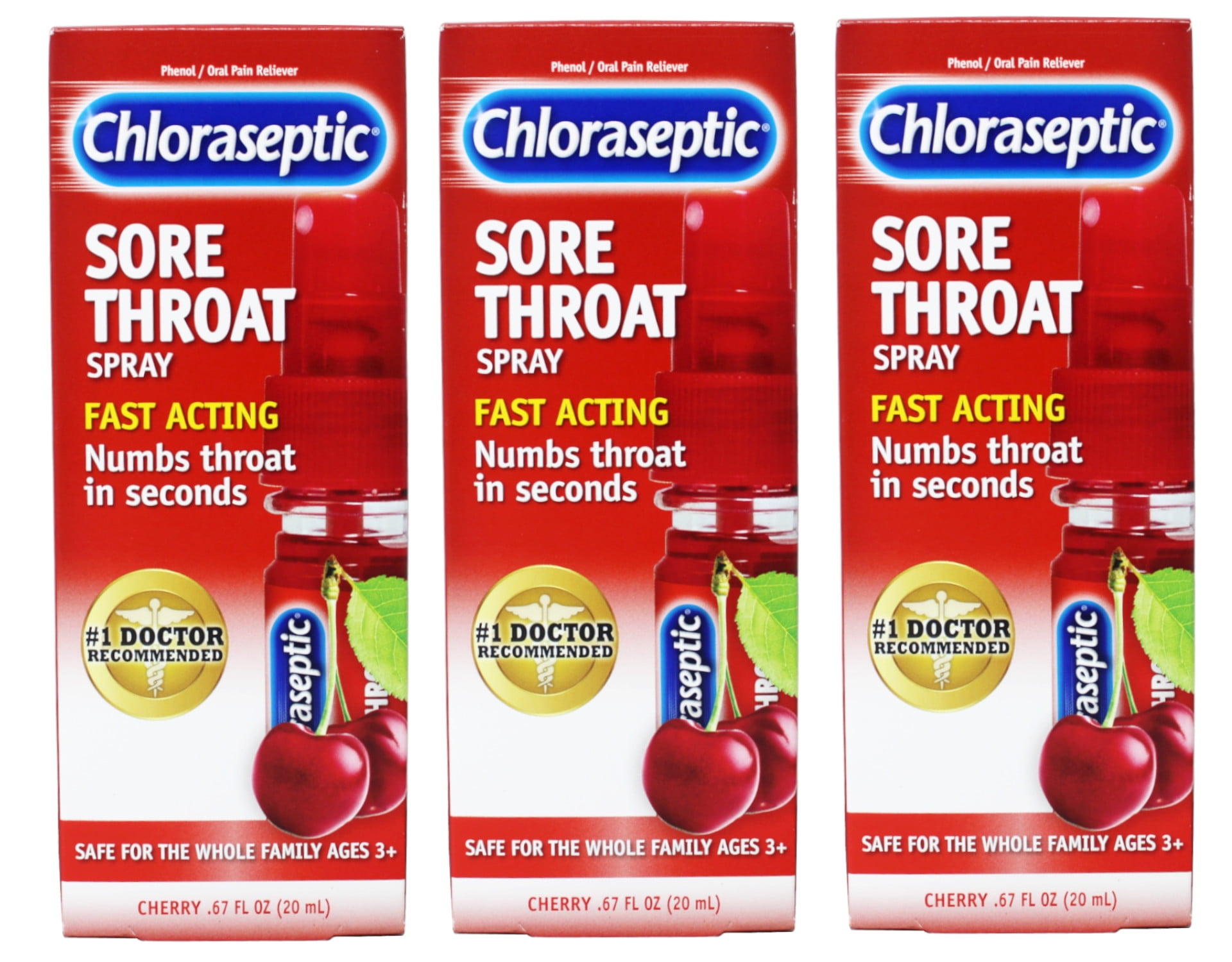 Chloraseptic Sore Throat Spray Pocket Pump Cherry 0.67 oz (20 ml) - 3 ...