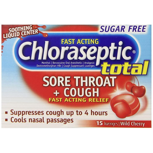 Chloraseptic Sore Throat Total Sugar-Free Cough Lozenges, Wild Cherry ...