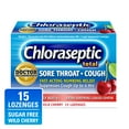 Chloraseptic Total Sore Throat + Cough Lozenges, Sugar-Free Wild Cherry ...
