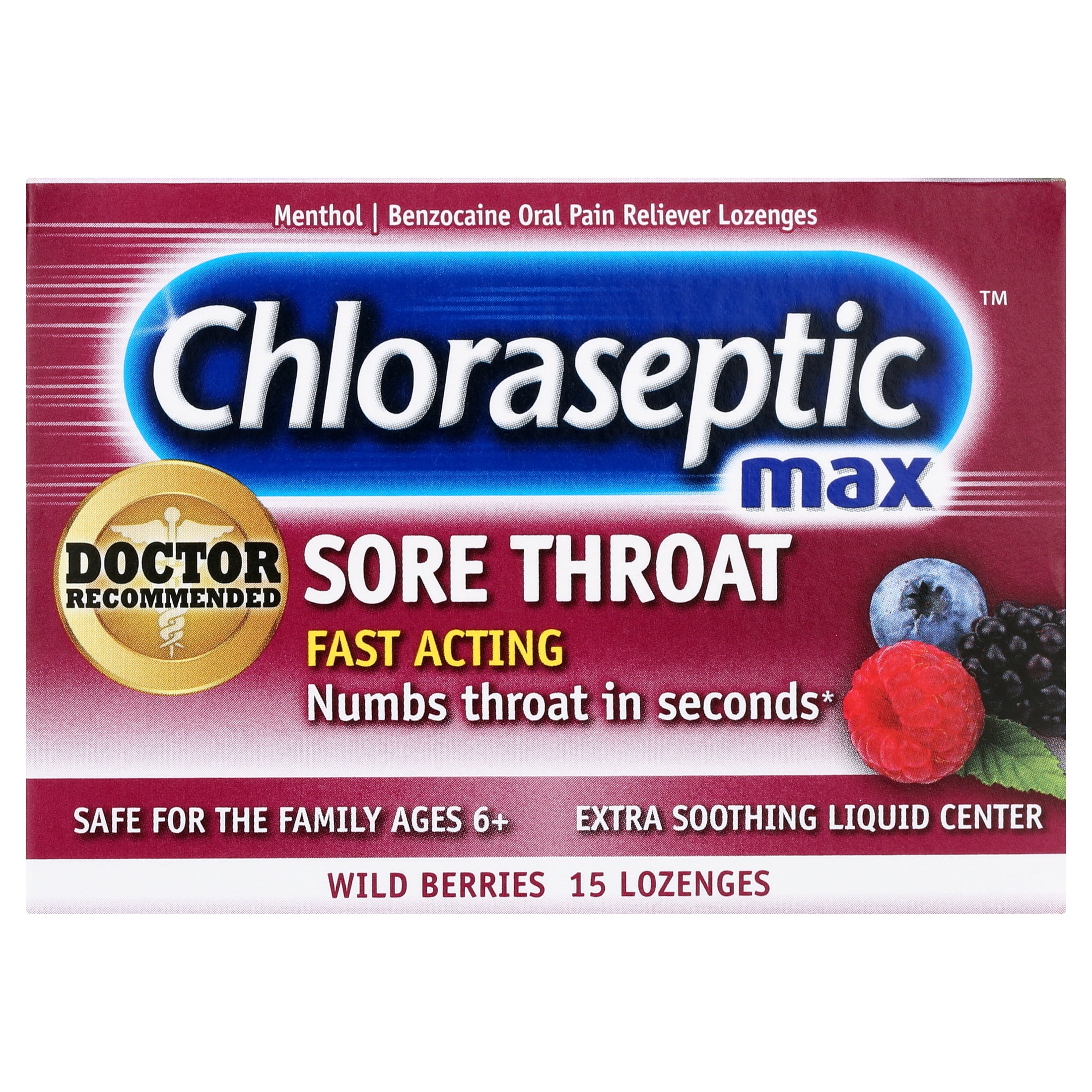 Chloraseptic Max Strength Sore Throat Relief Lozenges, Wild Berries ...