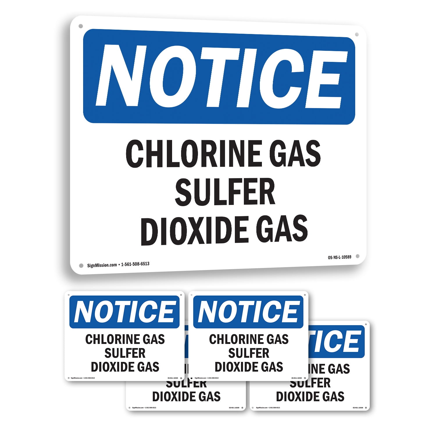 Chlorine Gas Sulfur Dioxide Gas OSHA Notice Aluminum Sign 10 Inch x 7 ...