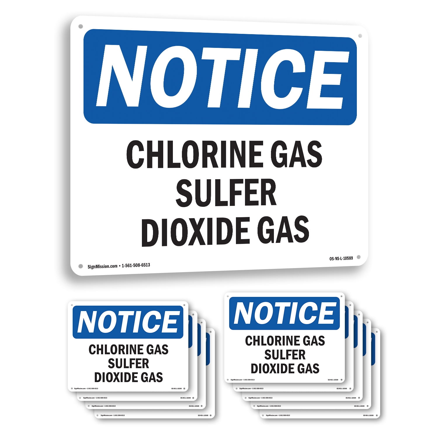 Chlorine Gas Sulfur Dioxide Gas OSHA Notice Rigid Plastic Sign 14 Inch ...