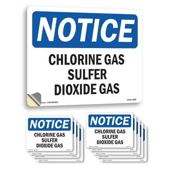 Chlorine Gas Sulfur Dioxide Gas OSHA Notice Vinyl Decal Label 18 Inch x ...
