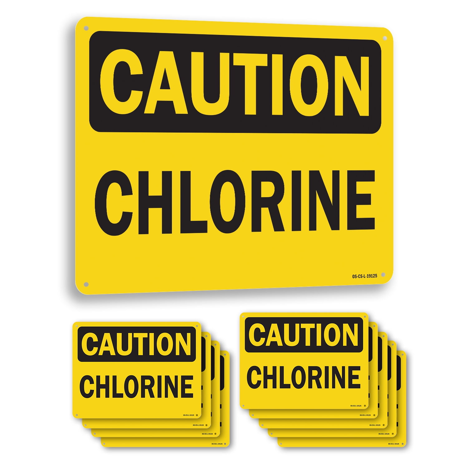 Chlorine OSHA Caution Rigid Plastic Sign 10 Inch x 7 Inch - 10 Pack ...