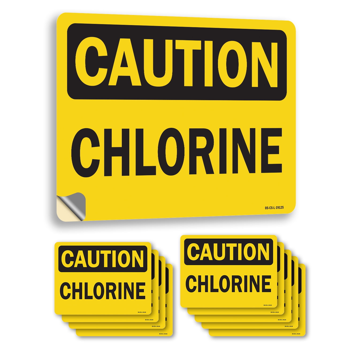 Chlorine OSHA Caution Vinyl Decal Label 14 Inch x 10 Inch - 10 Pack ...