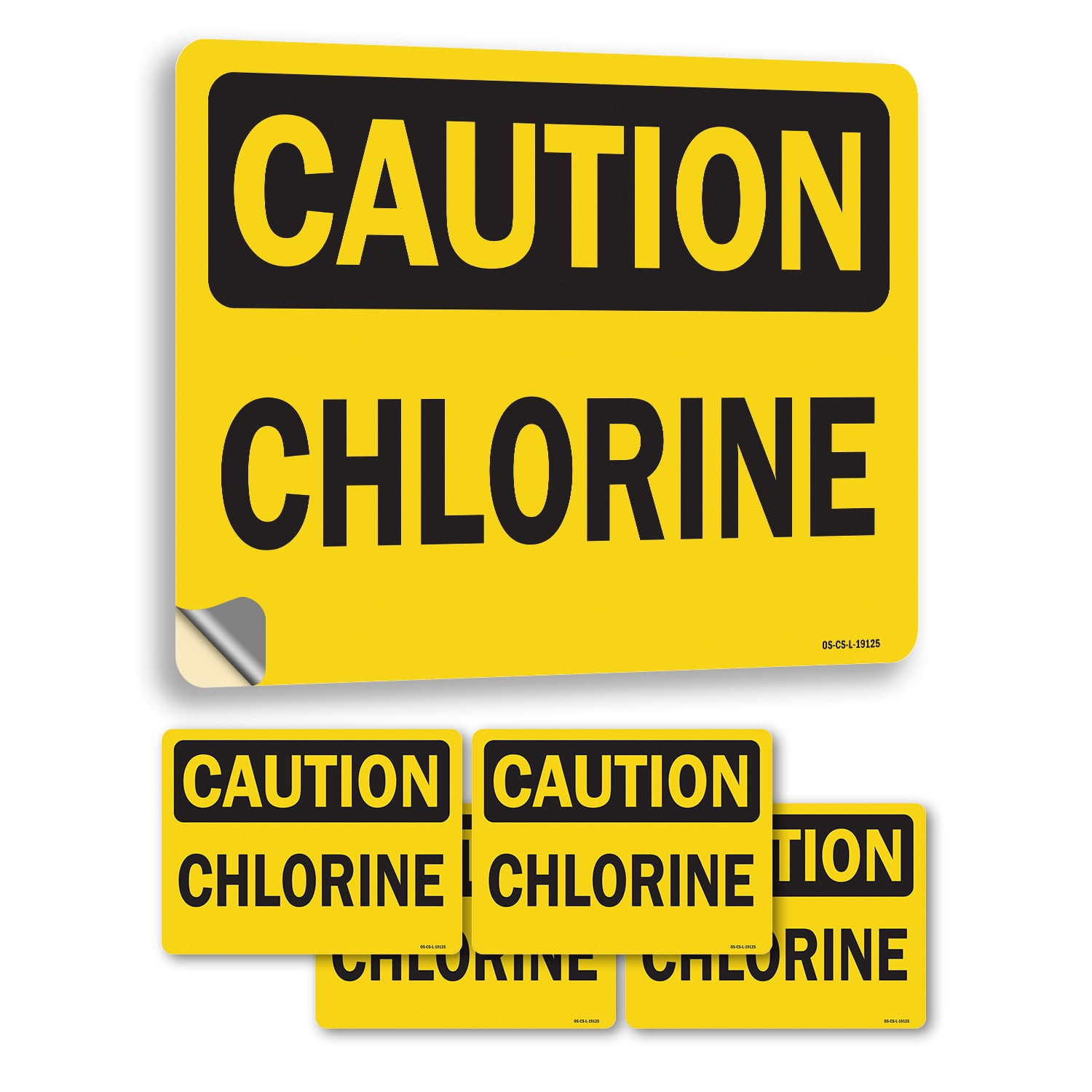 Chlorine OSHA Caution Vinyl Decal Label 18 Inch x 12 Inch - 5 Pack ...