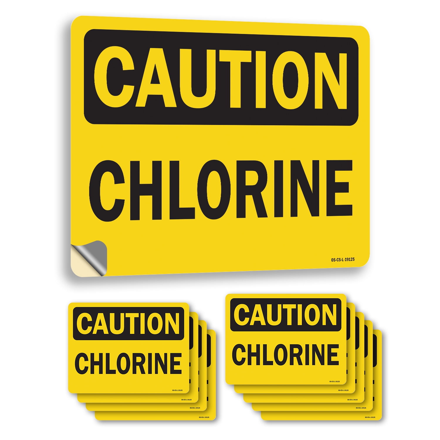 Chlorine OSHA Caution Vinyl Decal Label 7 Inch x 5 Inch - 10 Pack ...